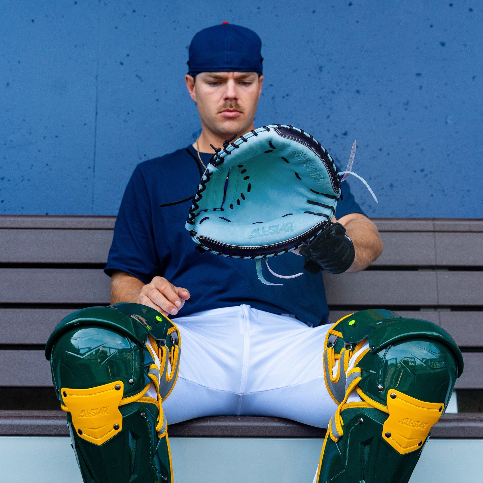 All-Star Pro Elite 34" Black/Sky Blue Catchers Mitt/Glove – Kelly's ...