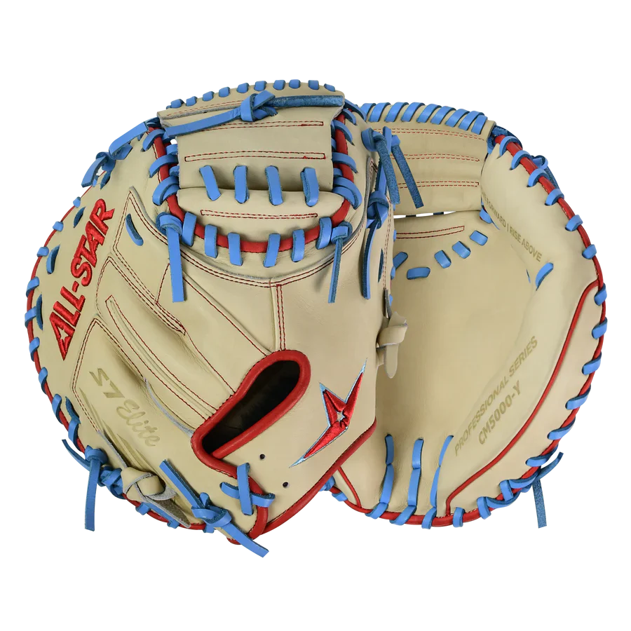 All-Star S7-Elite Pro Travel Fit Catchers Mitt/Glove - Tan/Red/Sky Blu ...