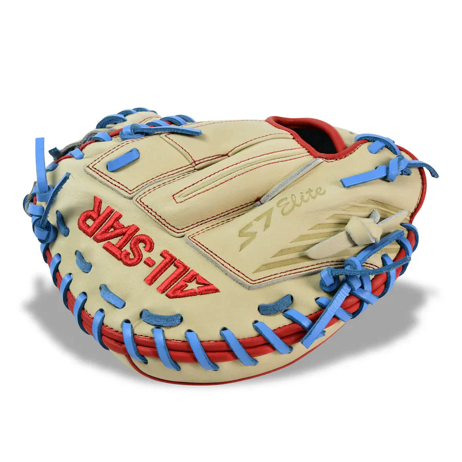 All-Star S7-Elite Pro Travel Fit Catchers Mitt/Glove - Tan/Red/Sky Blu ...