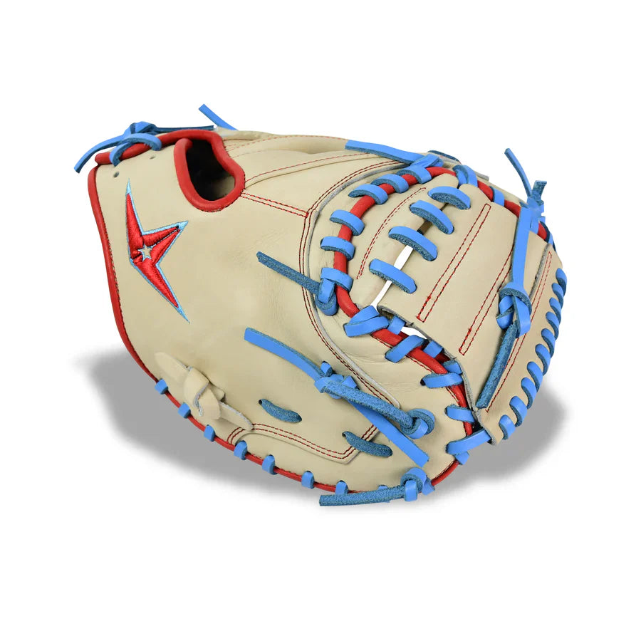 All-Star S7-Elite Pro Travel Fit Catchers Mitt/Glove - Tan/Red/Sky Blu ...